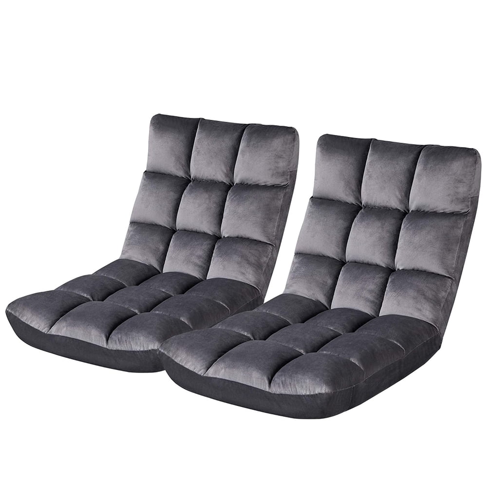 Floor Folding Chair with 14 Adjustable Positions Portable Padded Lounge ...