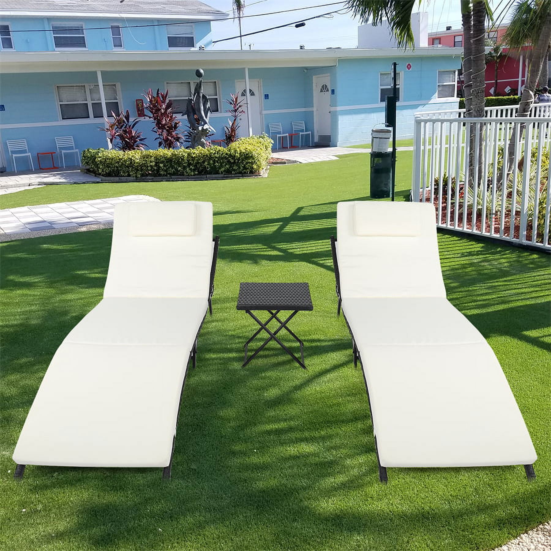 Set of 2 Folding Bed with Non-Slipping Rubber Foot, Portable Lounge ...
