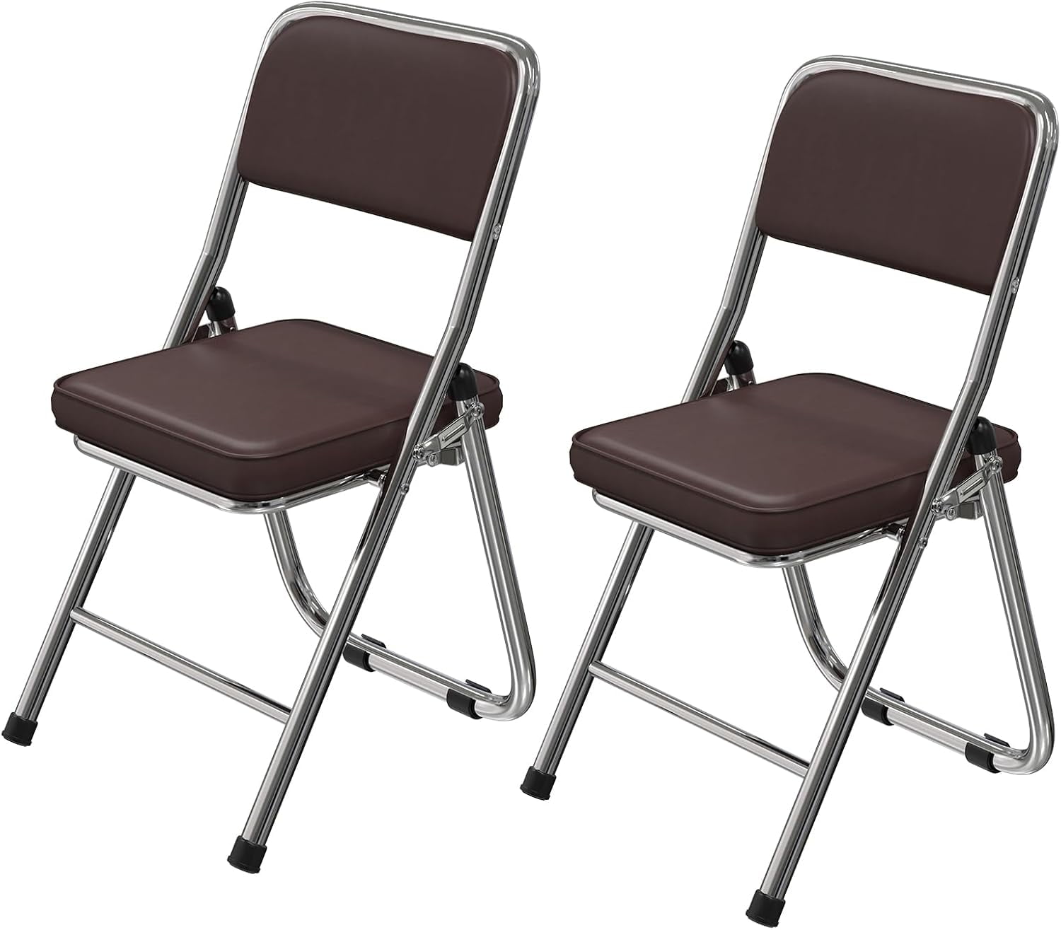 Set of 2 Folding Chairs with Extra Thick Padded Seats, Indoor Foldable ...