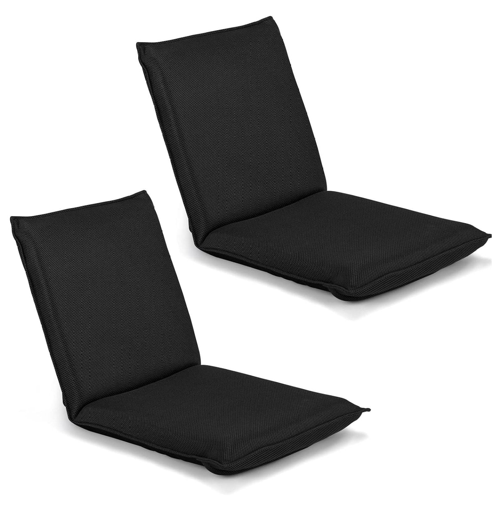 Set of 2 Folding Floor Chair 6-Position Adjustable Meditation Chair ...