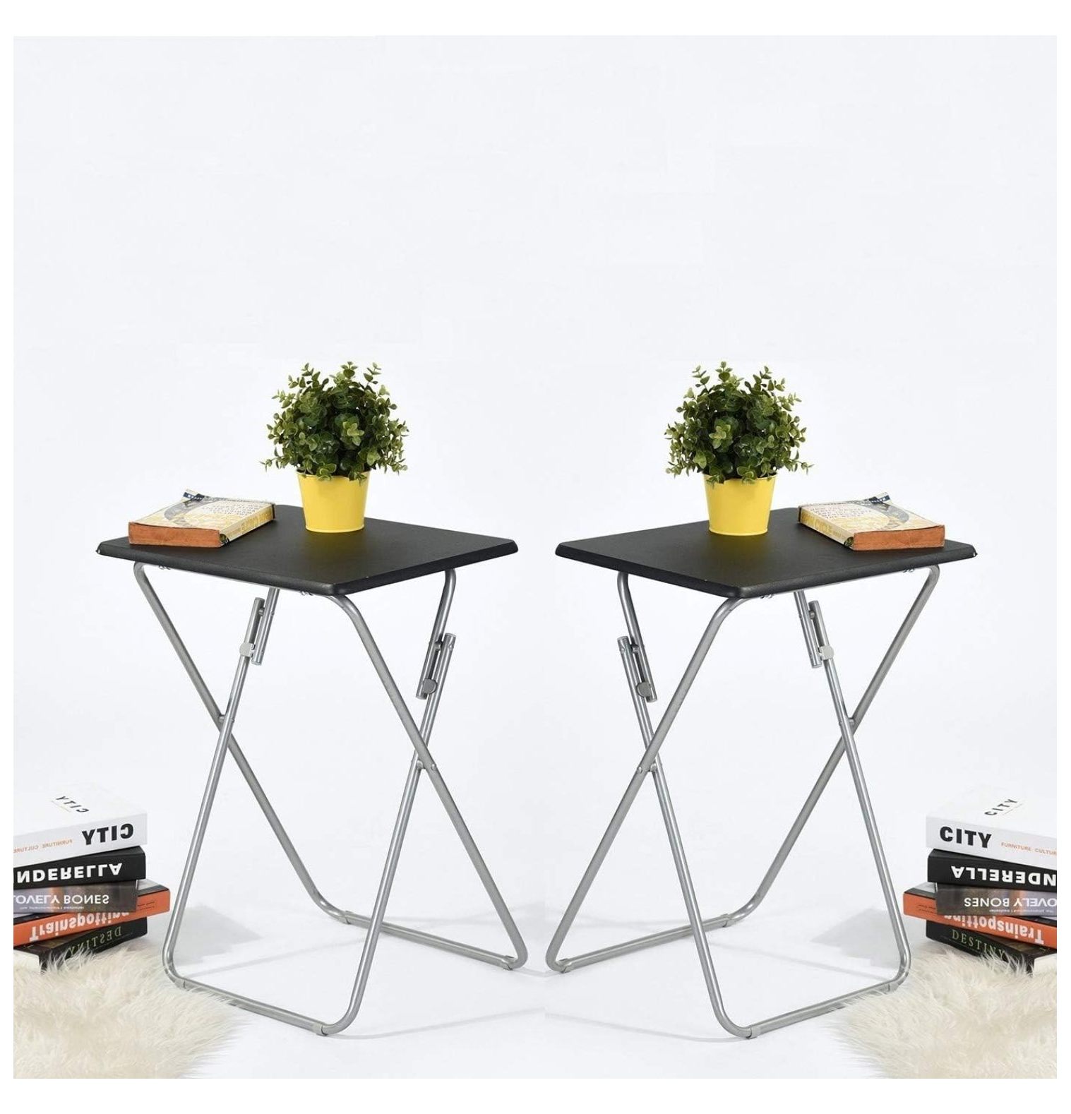 Set of 2 Folding Notebook Laptop Tables No Assembly Required Desks ...