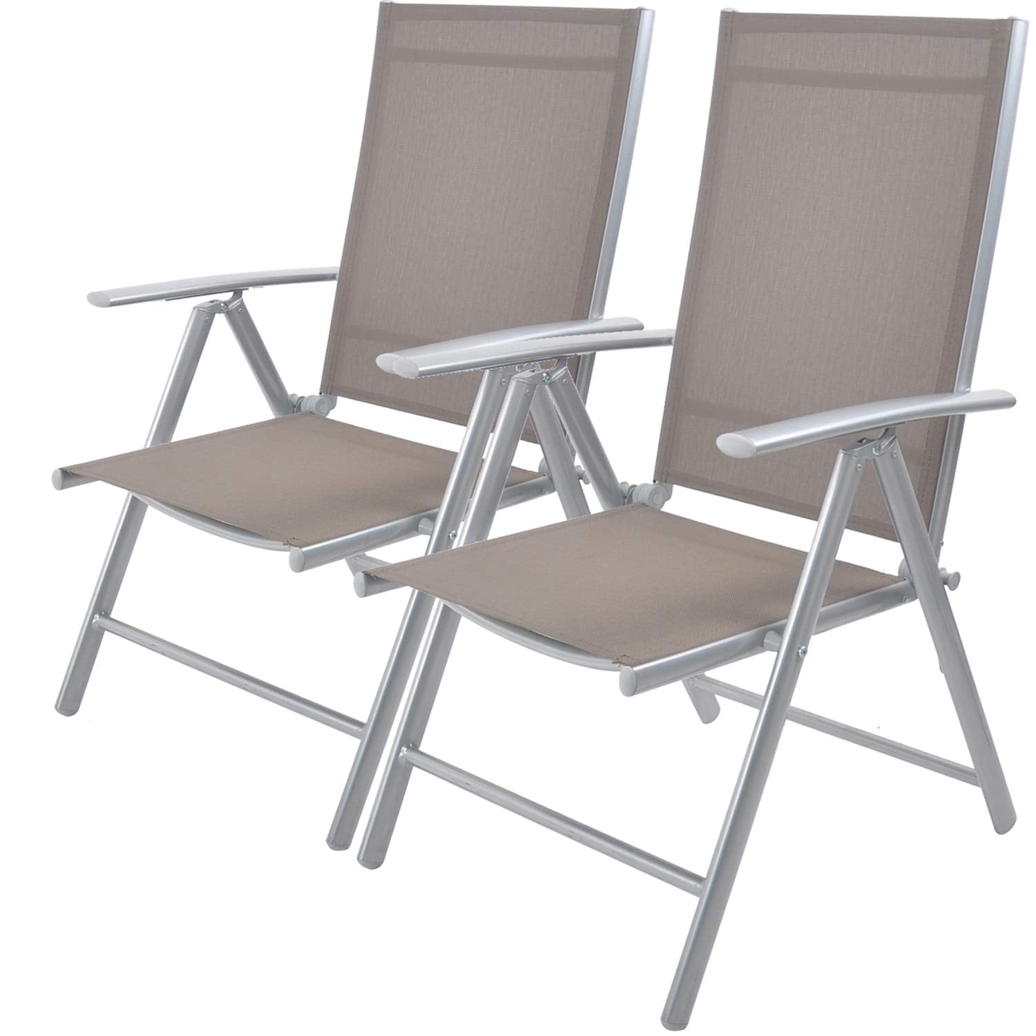 Set of 2 Folding Sling Back Chairs Patio Adjustable Reclining Back ...