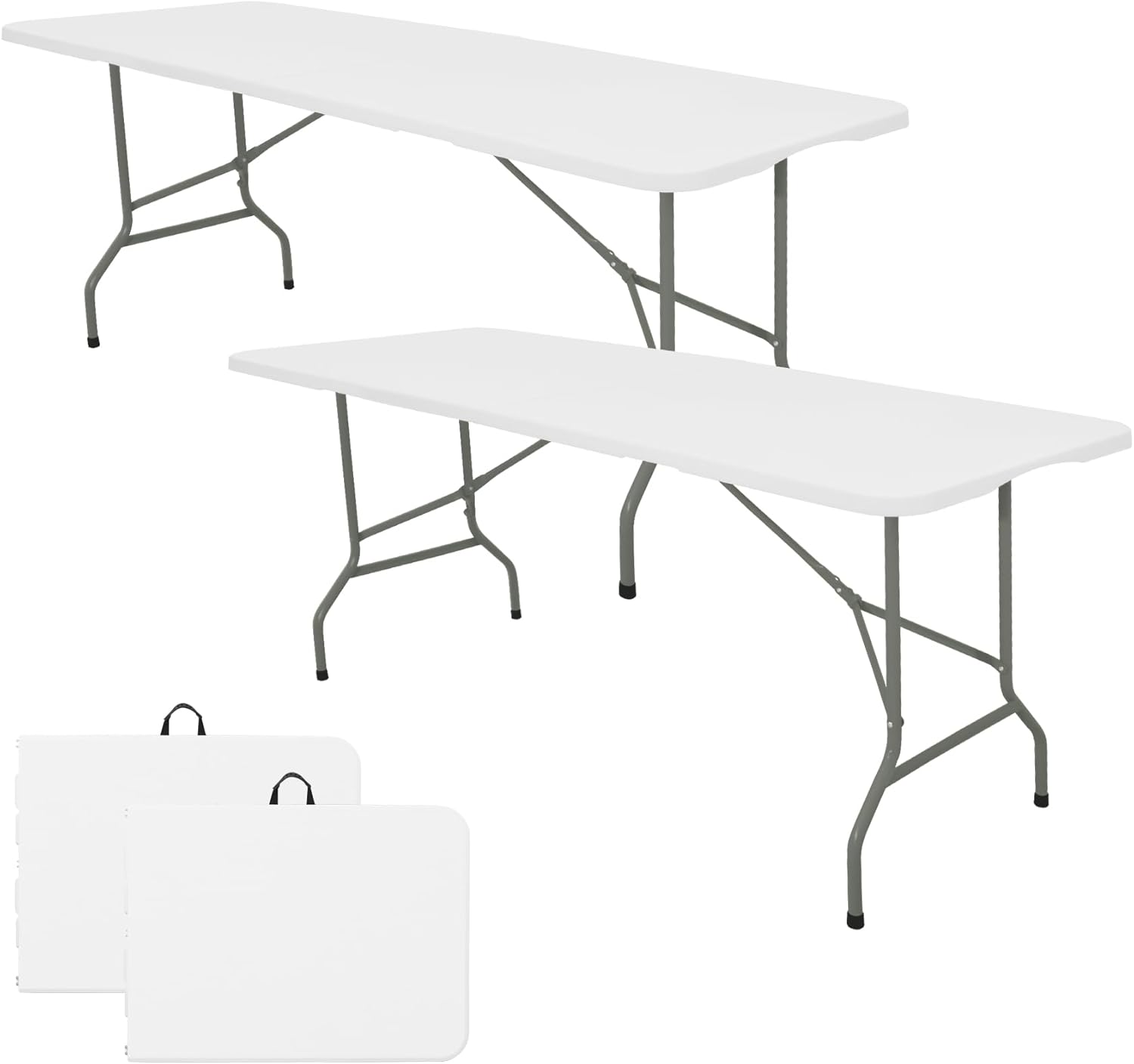Set of 2 Folding Table 6 FT Lightweight Camping Table Portable Plastic ...