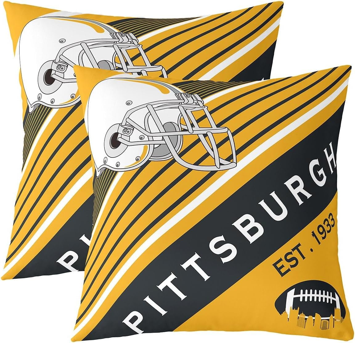 Set of 2 Football Throw Pillow Covers 18x18 Inch, Boy Football Fans ...