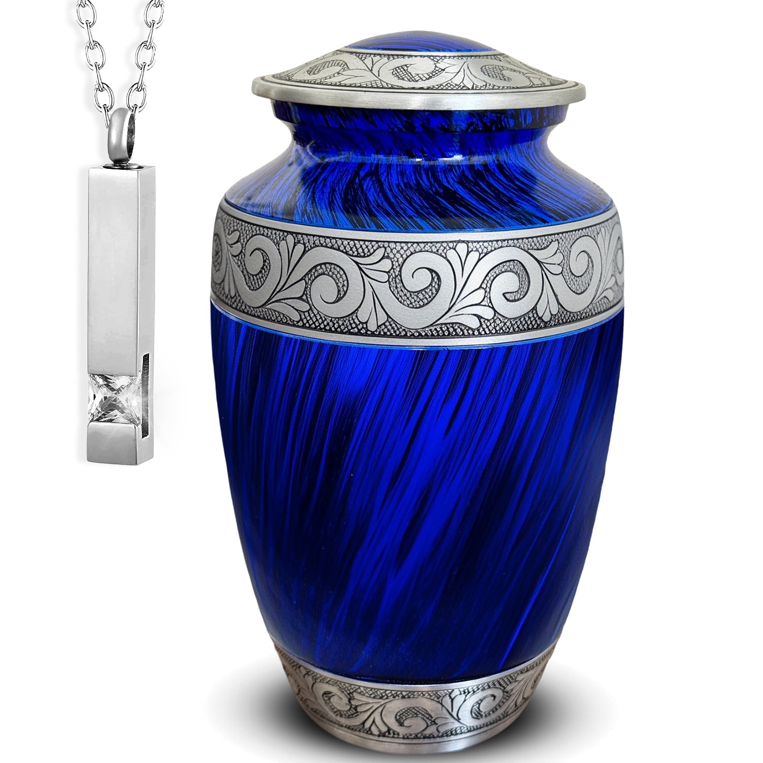 AmericUrn Set of 2 Urn for Ashes Adult Male with 1 Large Eternal Blue Decorative Urn & 1 ...