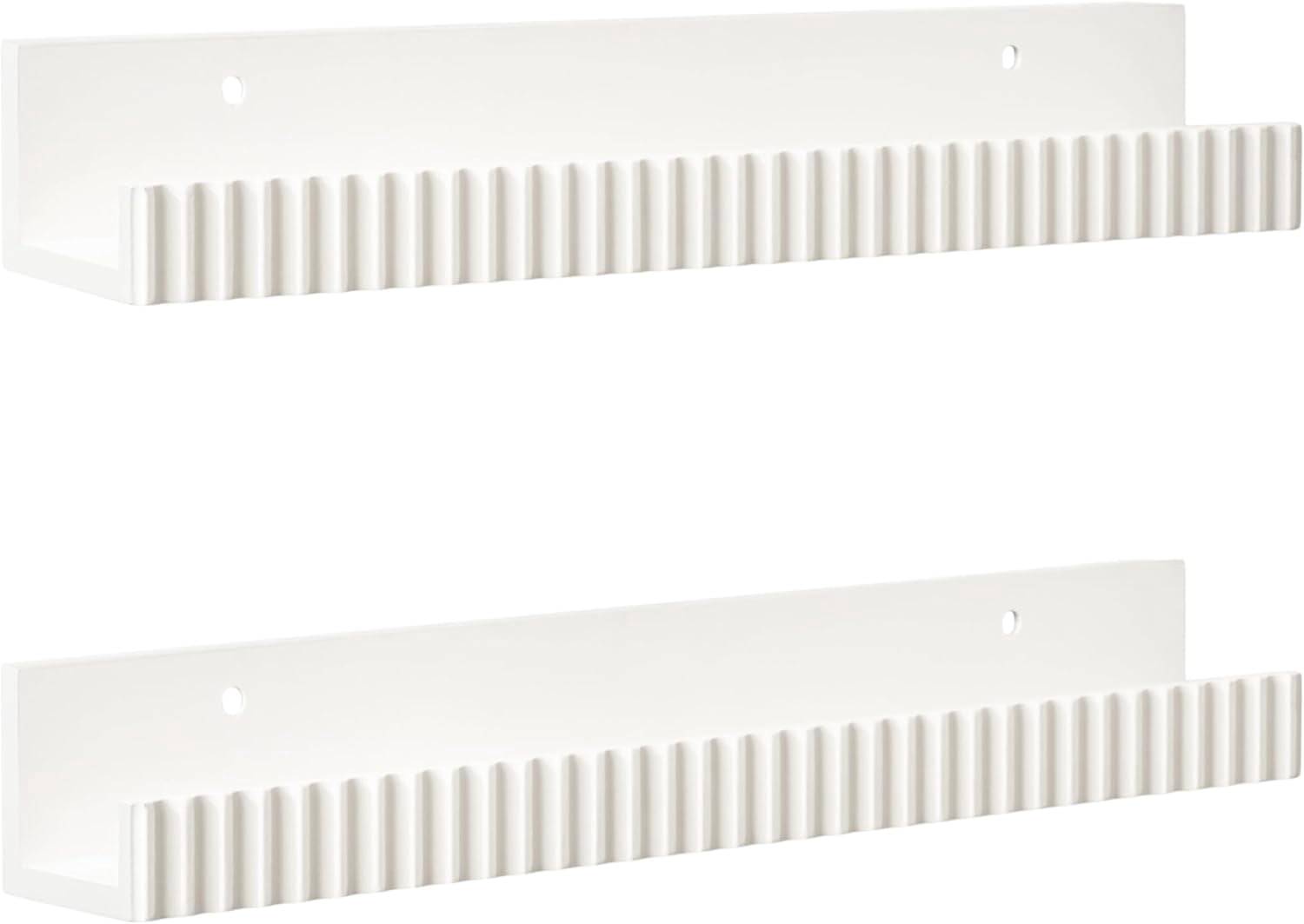 Set Of 2, Furrow Modern Wood Photo Display Ledges, 24 Inches, White ...