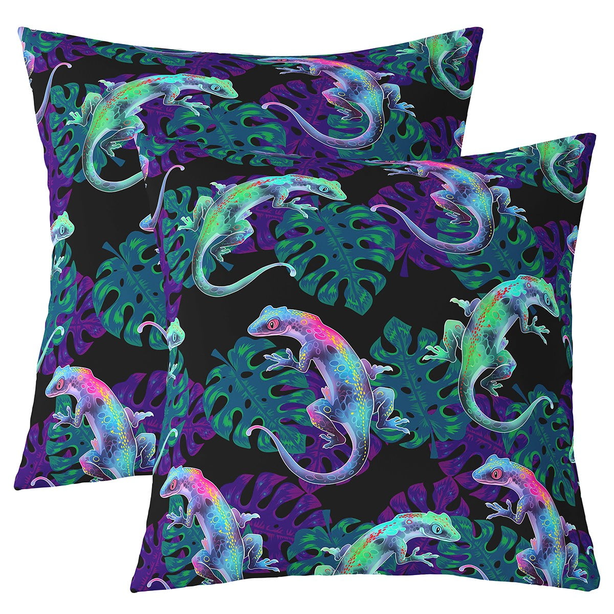 Set of 2 Gecko Throw Pillow Covers, Lizard Pillow Covers 20x20 Inch ...