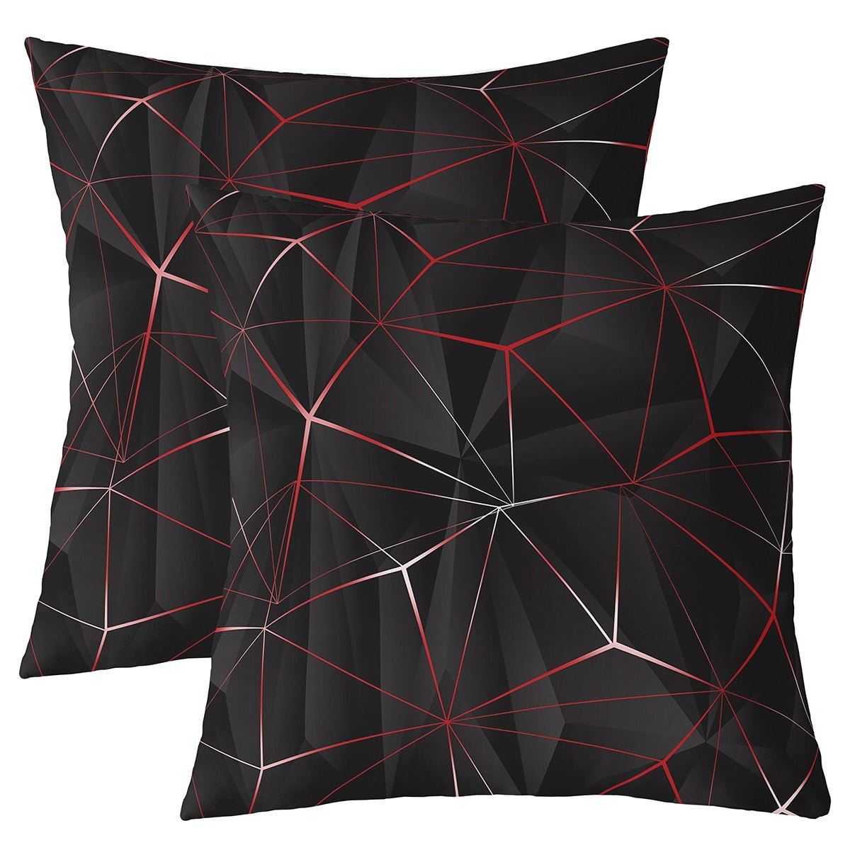 Set of 2 Geometric Cushion Cases Geometry Stripe Pillow Covers Modern ...