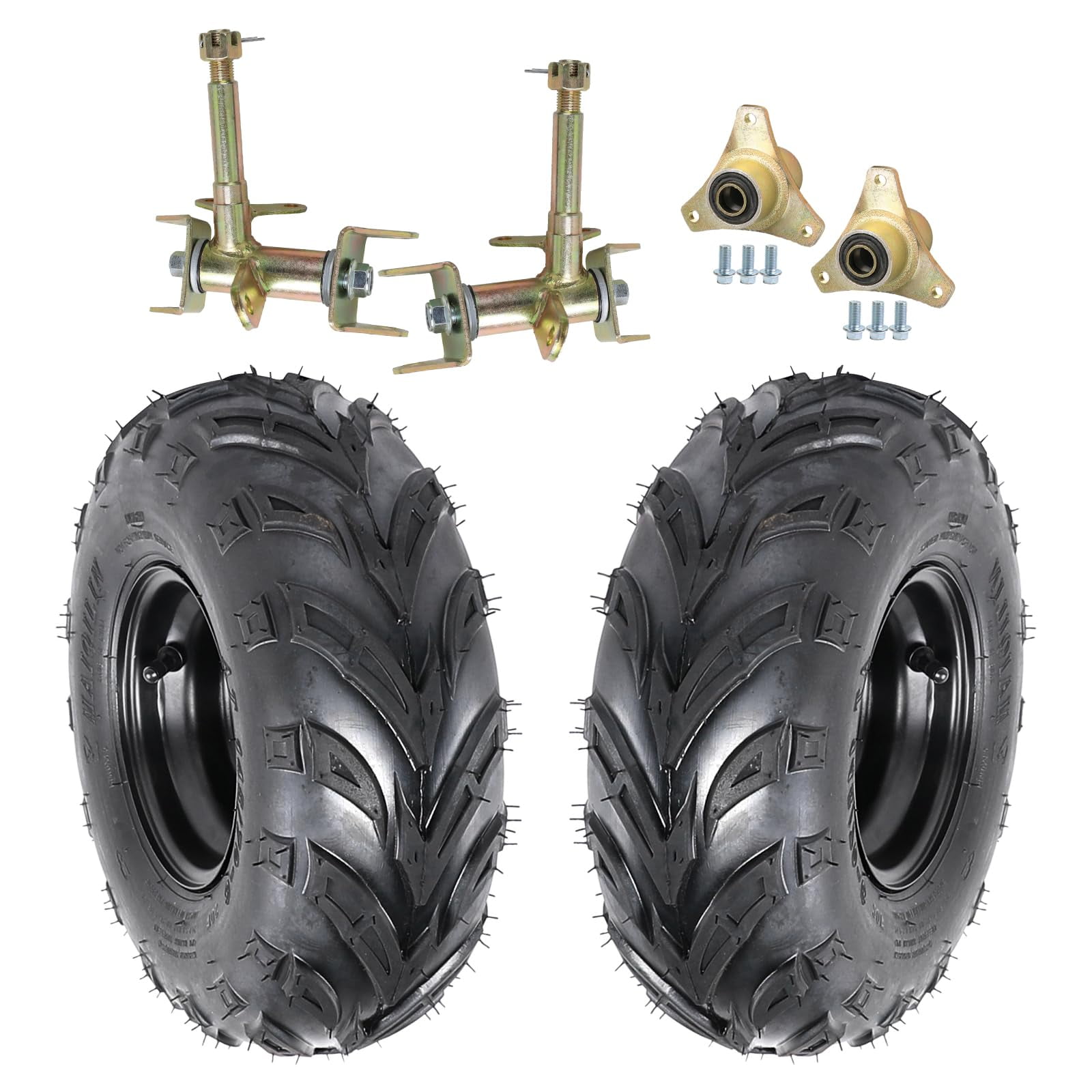 Set of 2 Go Kart Tire Wheels 145/70-6 Tire on Rim 3 Bolt w/Disc Brake ...