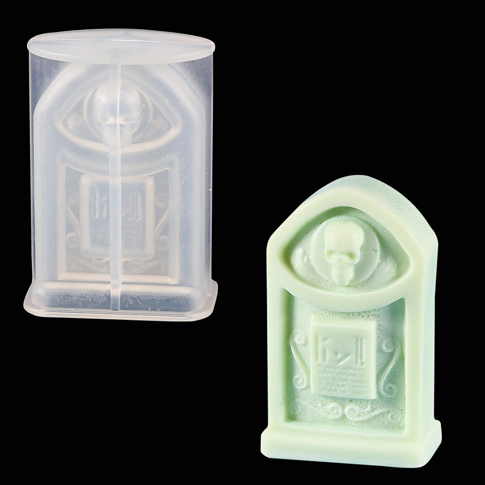 Set of 2 Halloween Candle Silicone Molds Ghost, Tombstone, and Skull ...