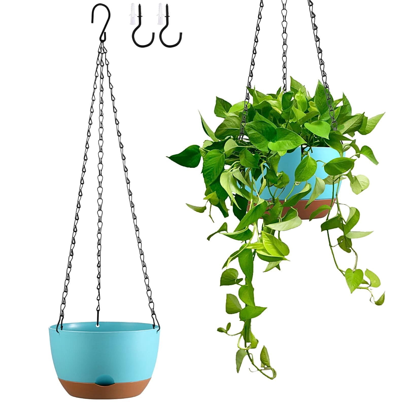 Set of 2 Hanging Planters for Indoor and Outdoor Plants with Self ...
