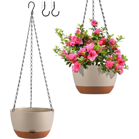 Set of 2 Hanging Planters for Indoor and Outdoor Plants with Self ...