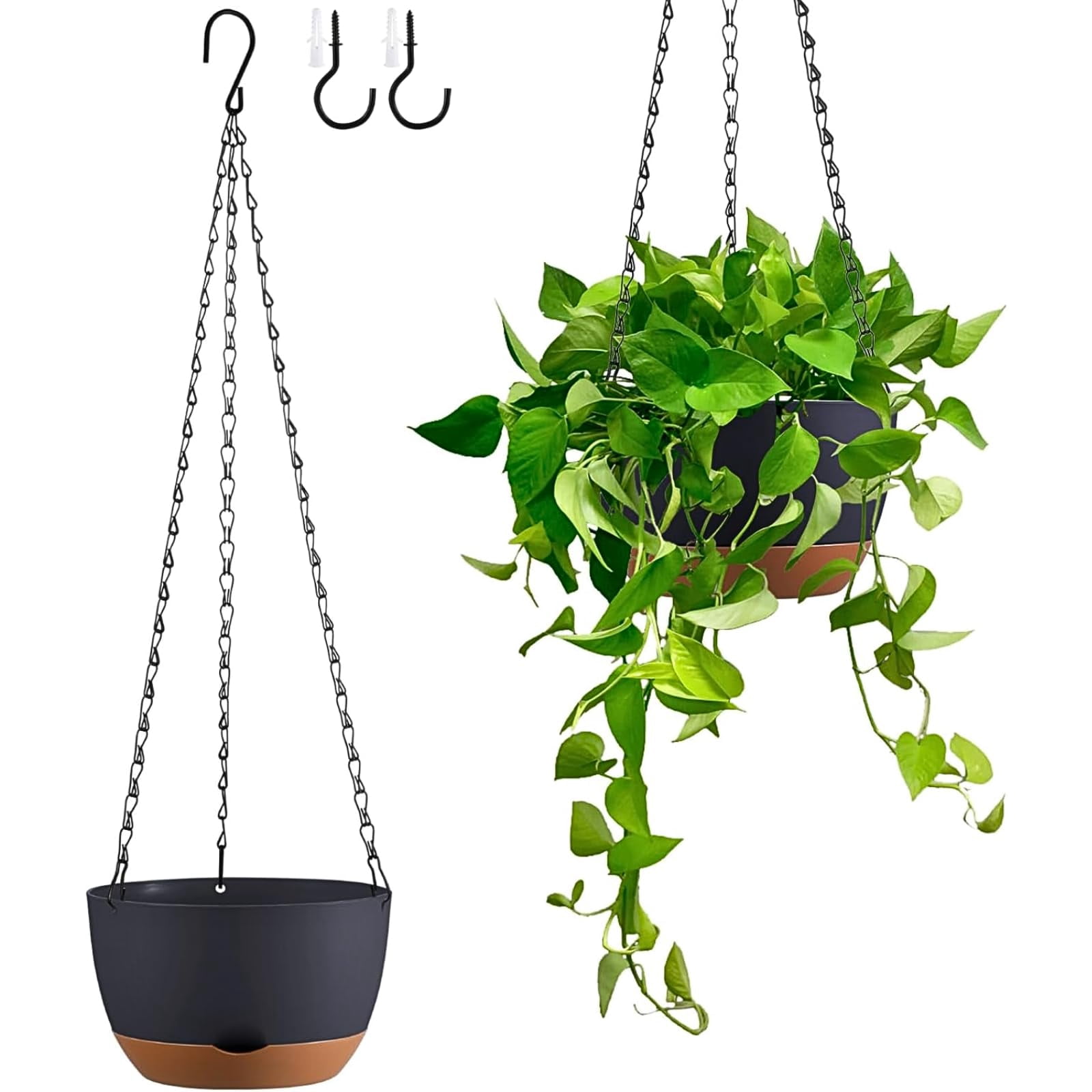 Set of 2 Hanging Planters for Indoor and Outdoor Plants with Self ...