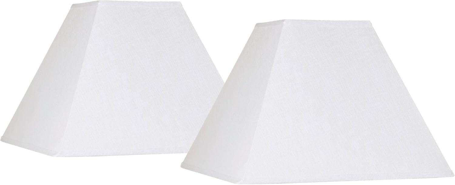Set of 2 Hardback Square Lamp Shades White Large 7" Top x 17" Bottom x ...