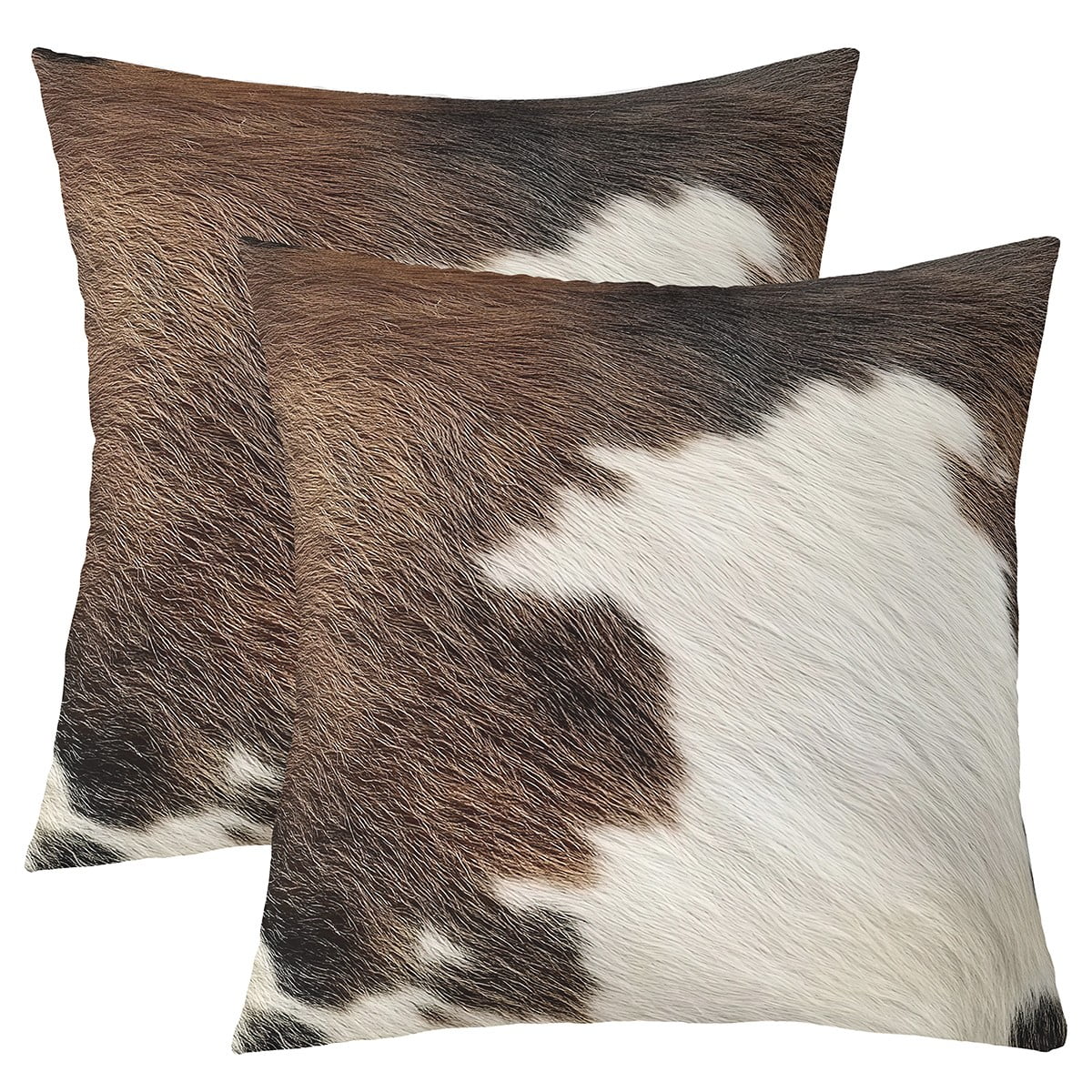 Set of 2 Highland Cow Print Pillow Covers,Rustic Cowhide Throw Pillow ...