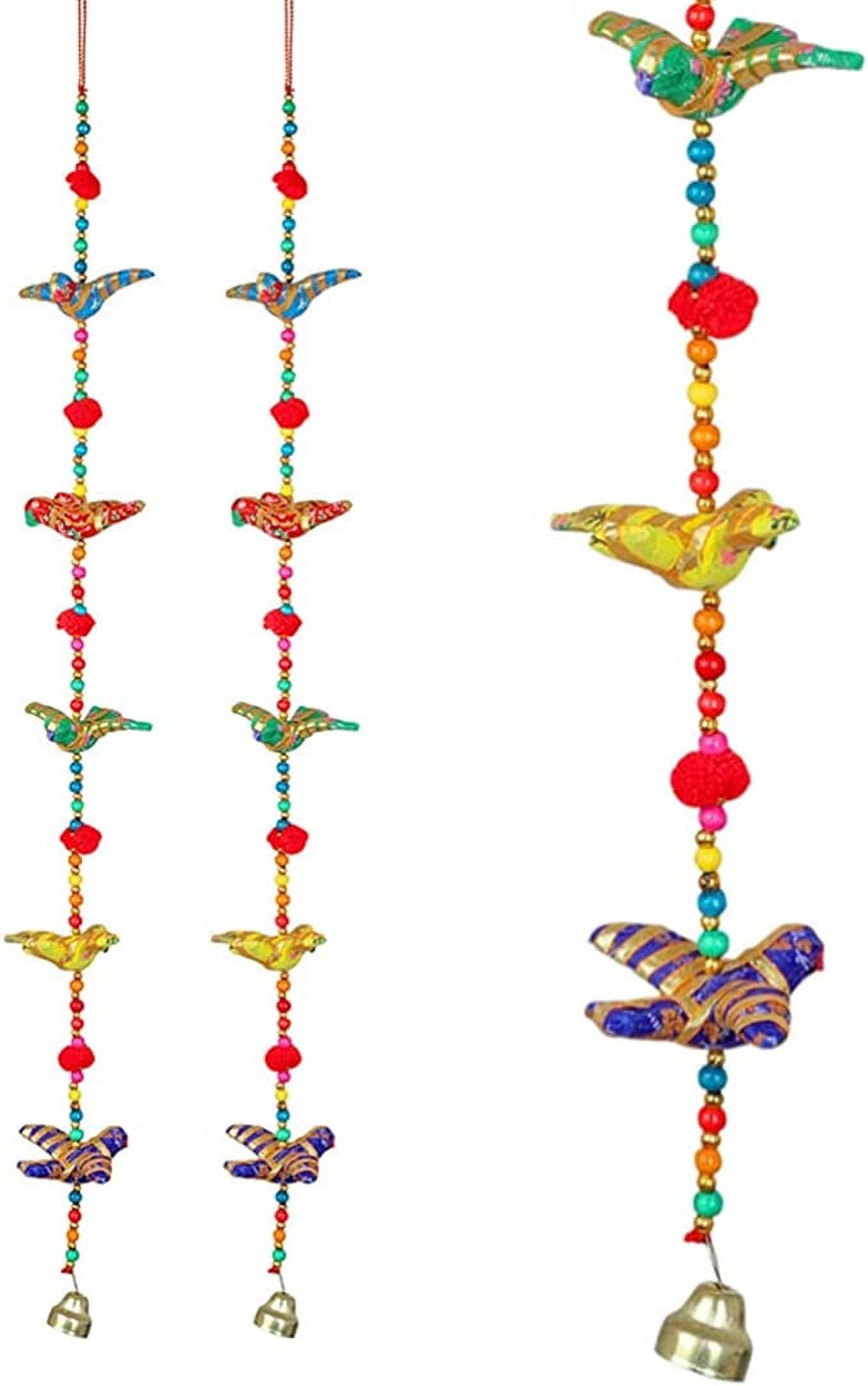 Set of 2 Indian Traditional Door Hanging 5 Fabric Flying Birds String ...