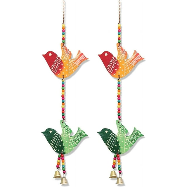 Set of 2 Indian Traditional Door Hanging 2 Fabric Flying Birds String ...