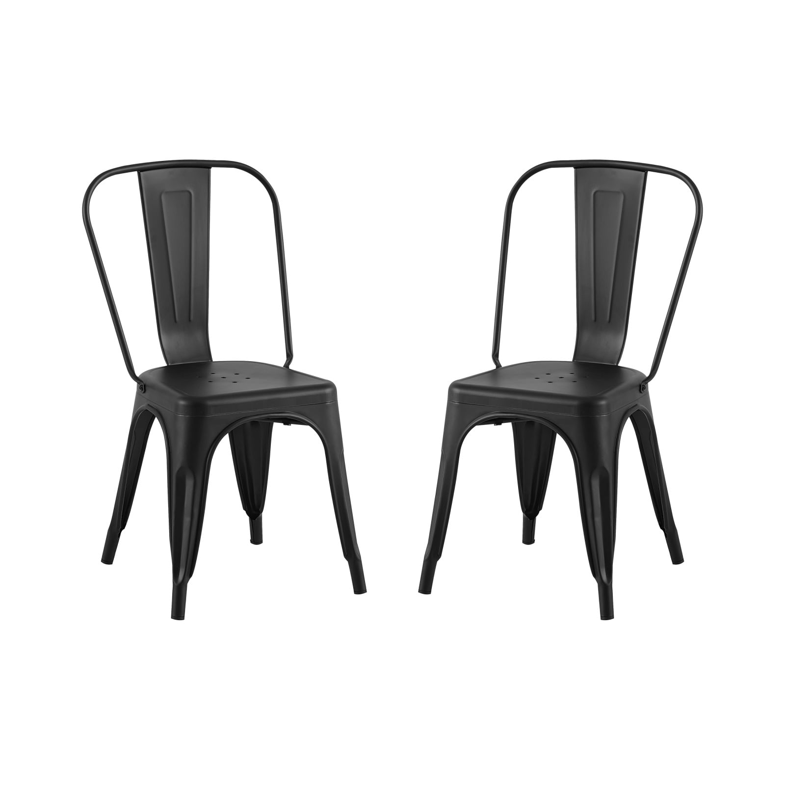 Set of 2 Industrial Metal Dining Chairs, Stackable Classic Chair, Side ...