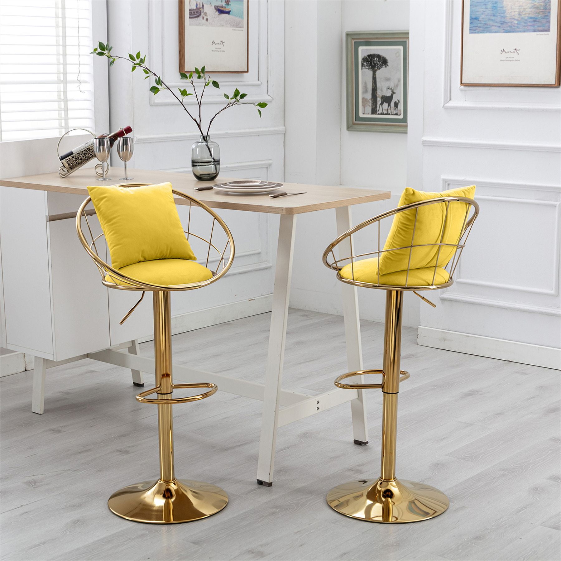 Set of 2 Kitchen Counter Height Chair with Adjustable Height ...