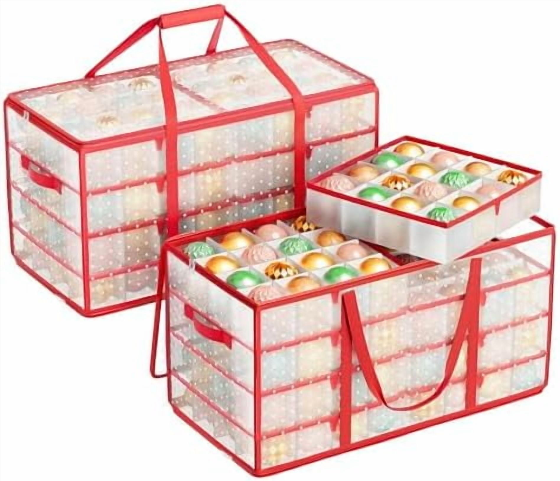 Set of 2 Large Christmas Ornament Storage Boxes, 16 Trays, Hold 256 ...