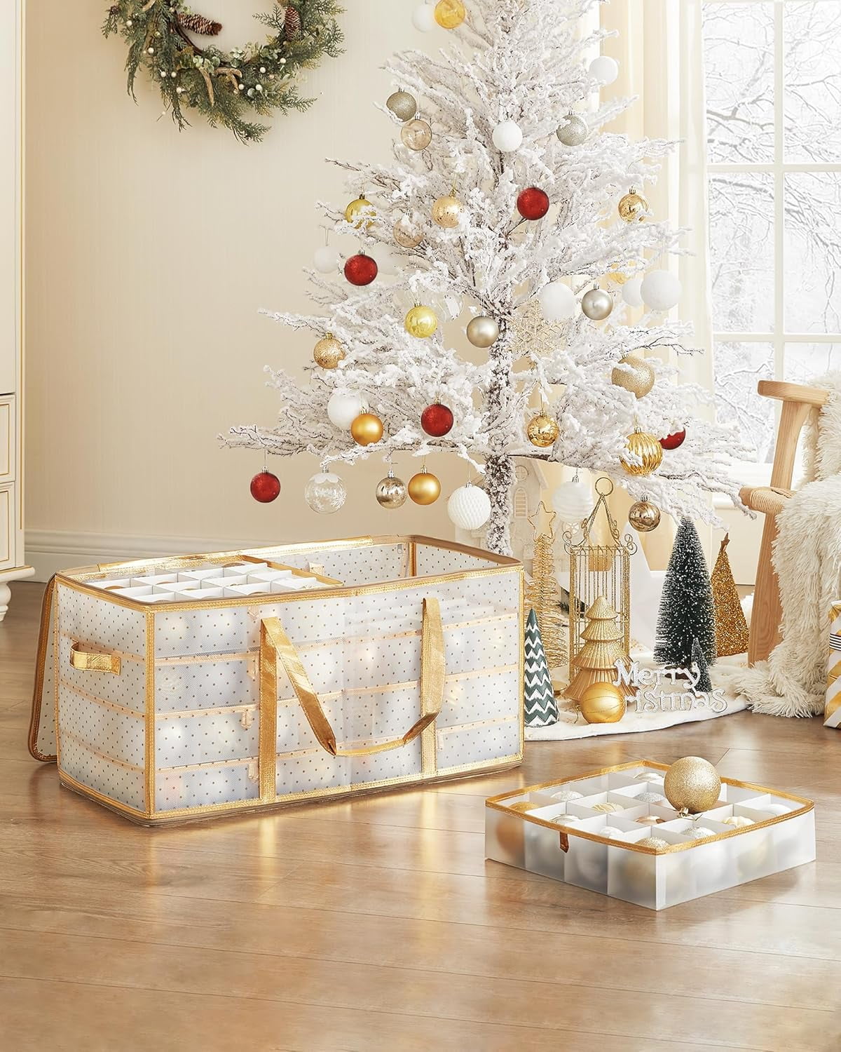 Set of 2 Large Christmas Ornament Storage Boxes, 16 Trays, Hold 256 ...