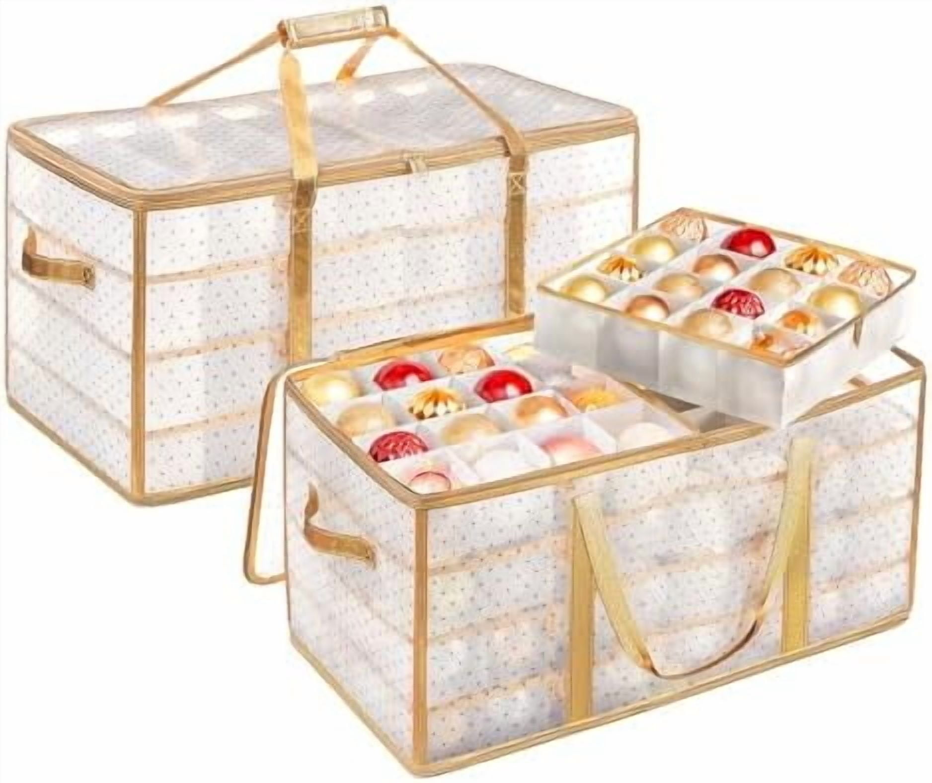 Set of 2 Large Christmas Ornament Storage Boxes, 16 Trays, Hold 256 ...