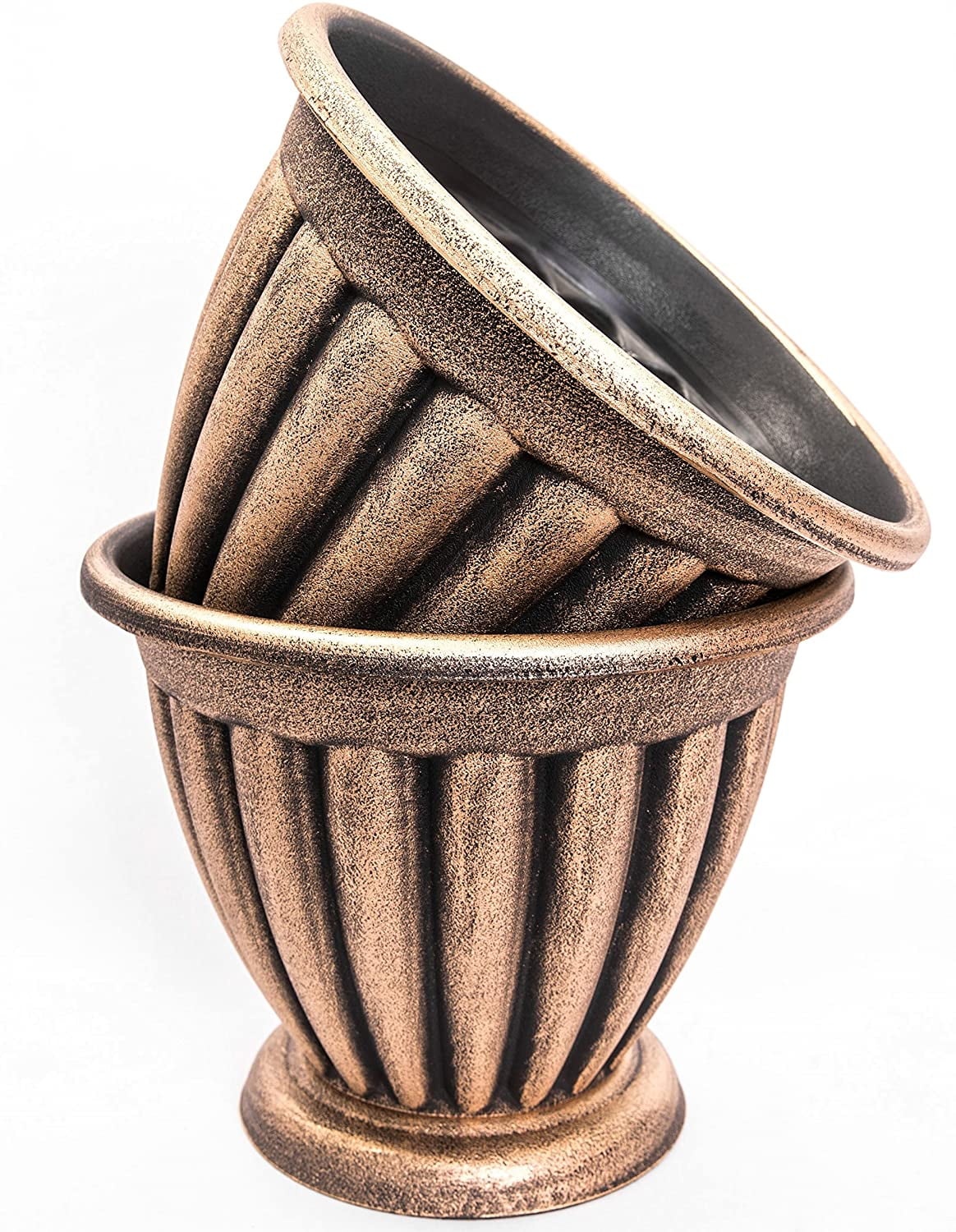 Set of 2 Large Combination Rustic Look Plastic Planter with Set of 2 ...