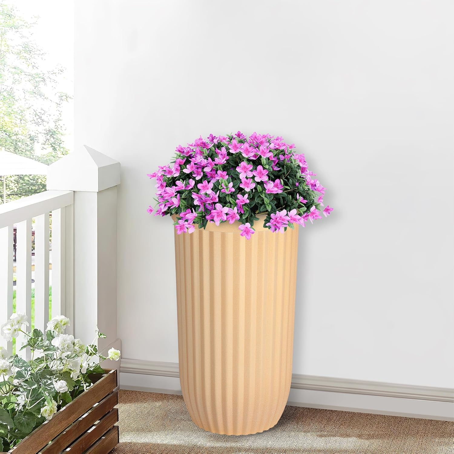 Set of 2 Large Planter for Indoor or Outdoor,Tall Flower Pots,Planters ...