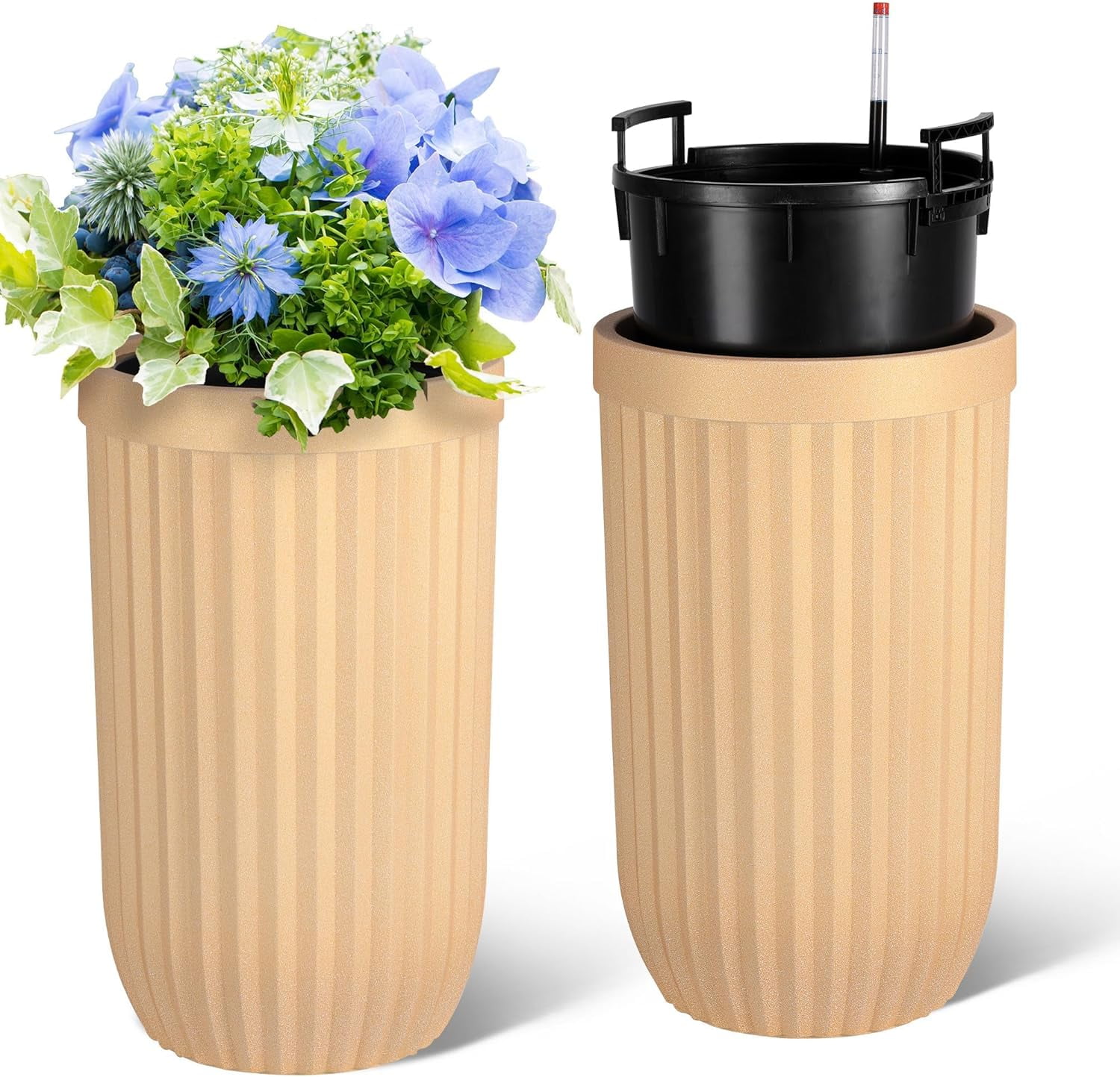 Set of 2 Large Planter for Indoor or Outdoor,Tall Flower Pots,Planters ...