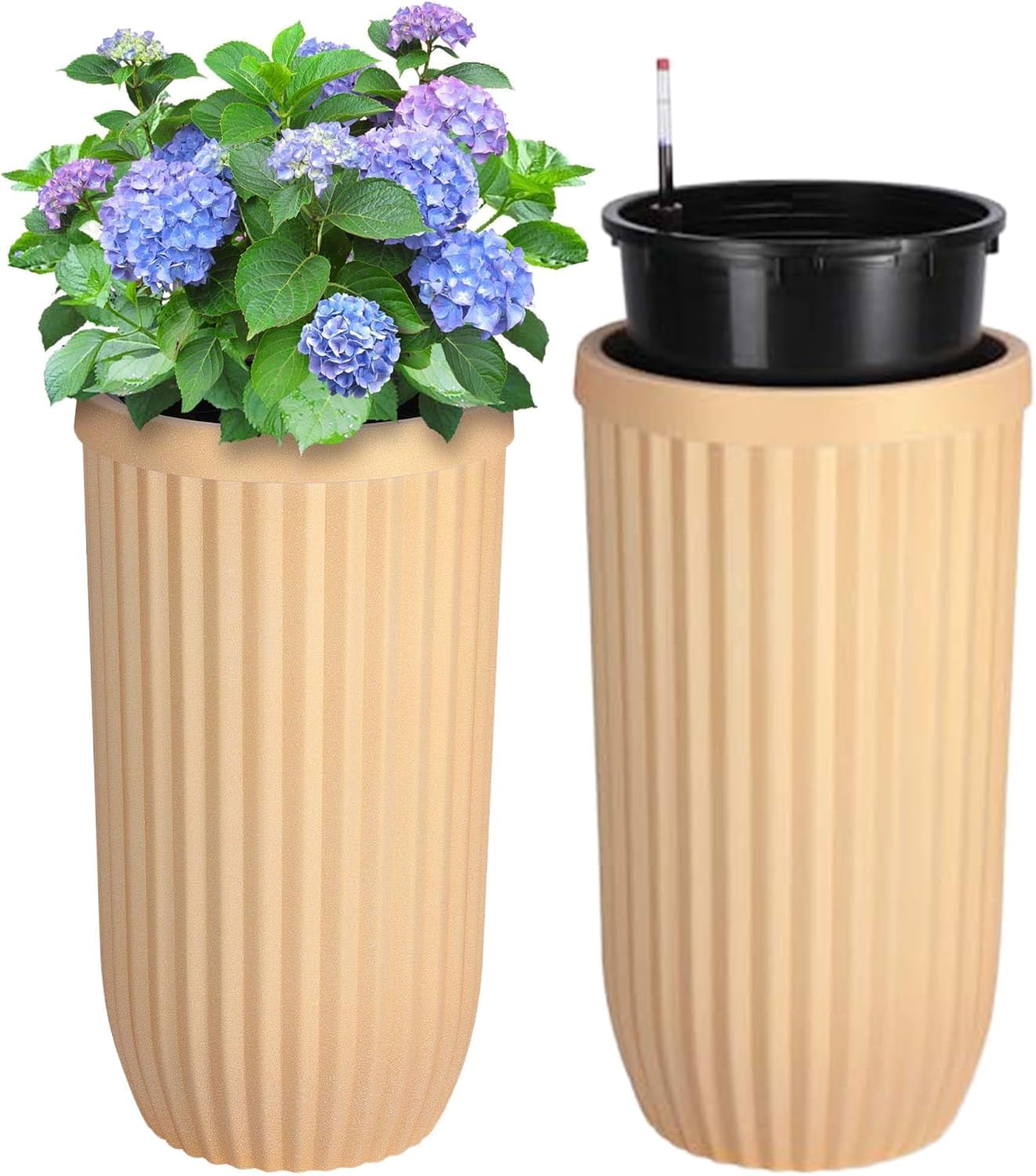 Set of 2 Large Planter for Indoor or Outdoor,Tall Flower Pots,Planters ...