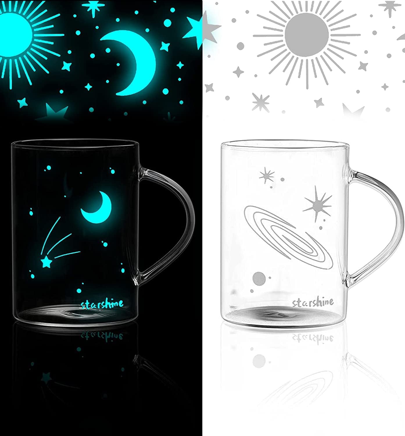 Set of 2 - Light Changing Astronomy Mug, Constelation Luminous Glass ...