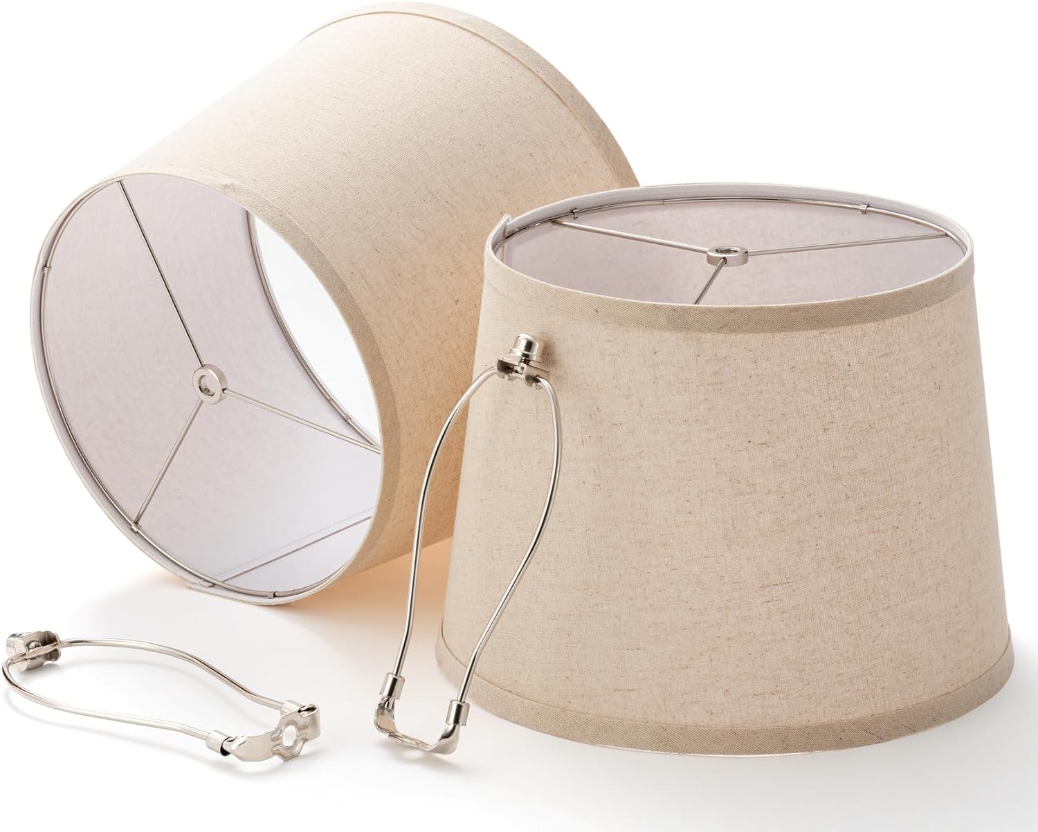 Set of 2 Linen Lamp Shades, 10 X 12 X 9 Inch (Medium Size), Drum Spider ...