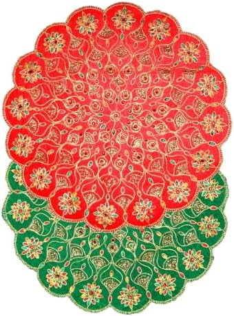 Set of 2 Mat Aasan Round Velvet Pooja Cloth Mat Aasan Decorative Cloth ...