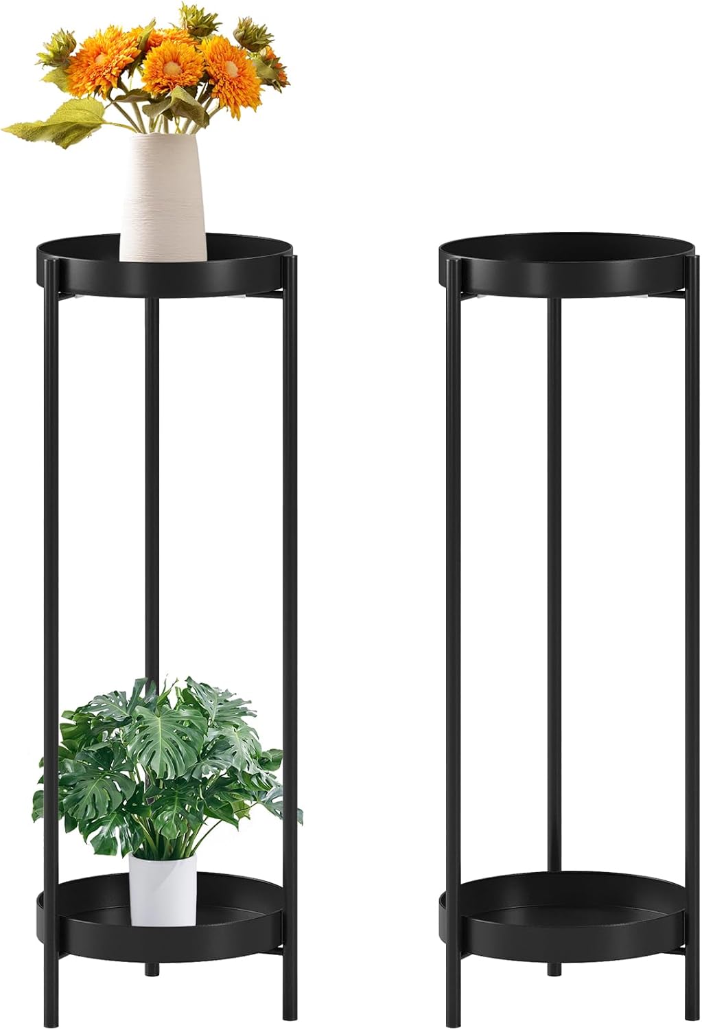Set of 2 Metal Black Tall Plant Stands Indoor or Outdoor- 30 inch 2 ...