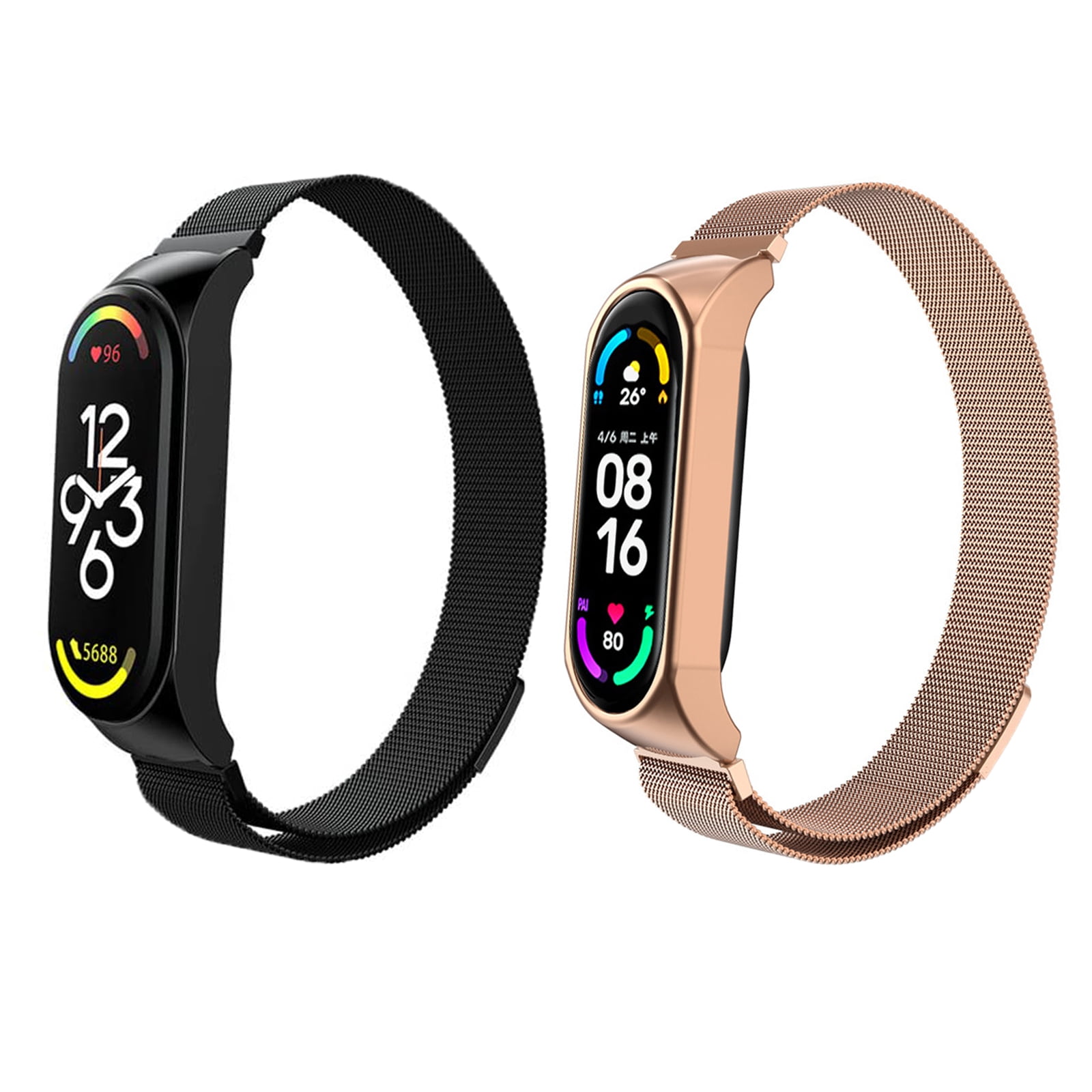 Set of 2 Metal Magnetic Watch Bands for Mi Band 7 6 5 4 3, Adjustable ...