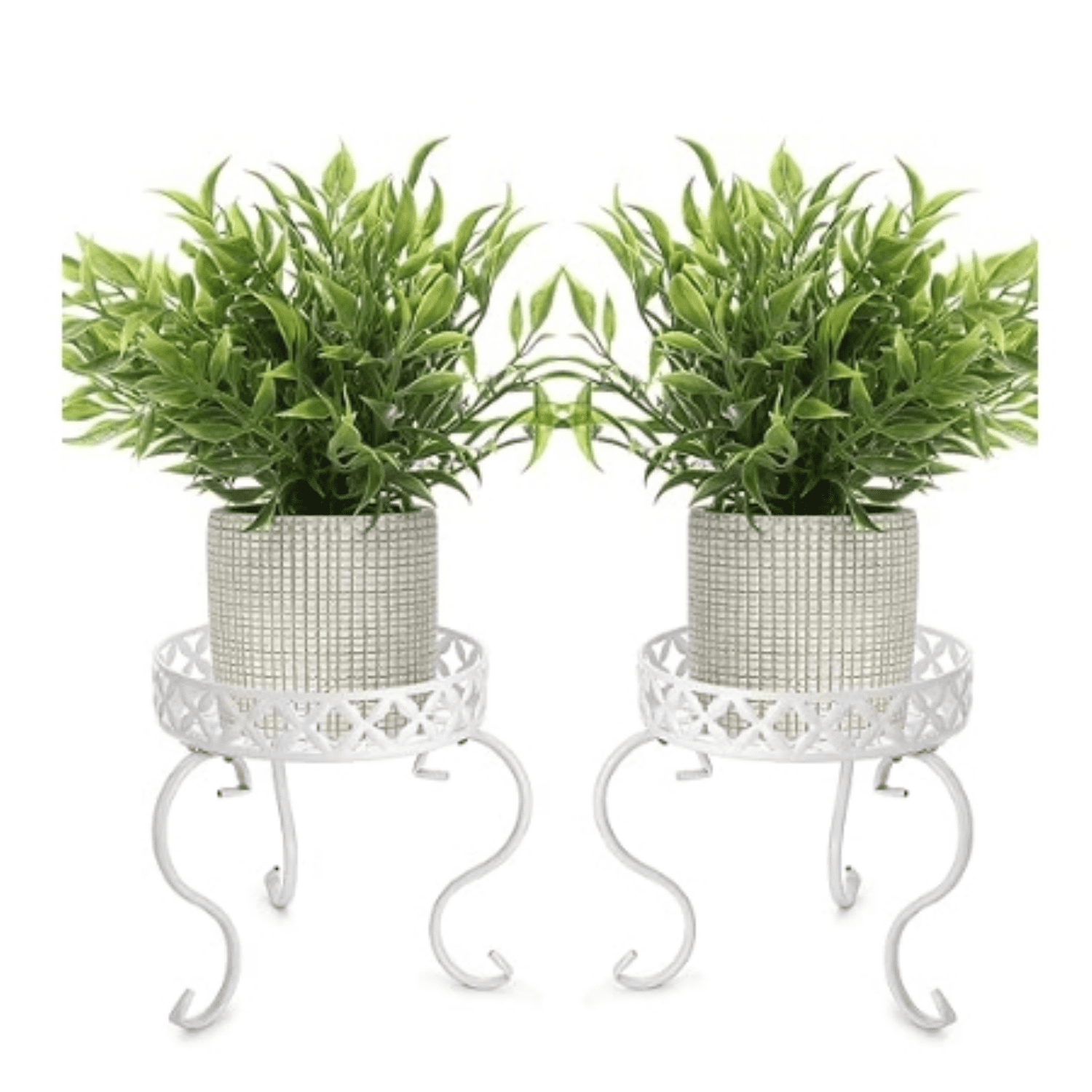 Set of 2 Metal Round Plant Stand Rustproof Iron Flower Pot Holder ...