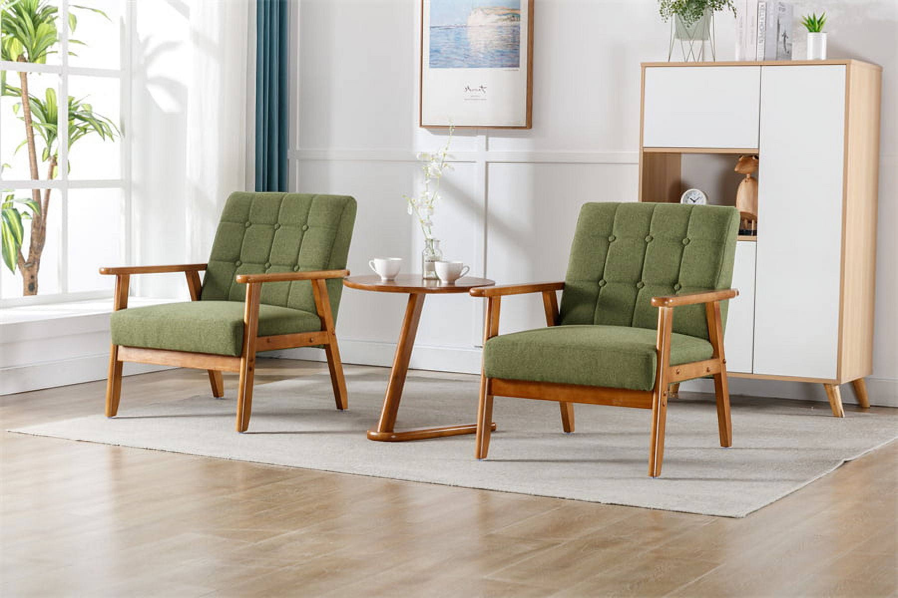 Set of 2 Mid Century Upholstered Chair, Accent Living Room Chairs with ...