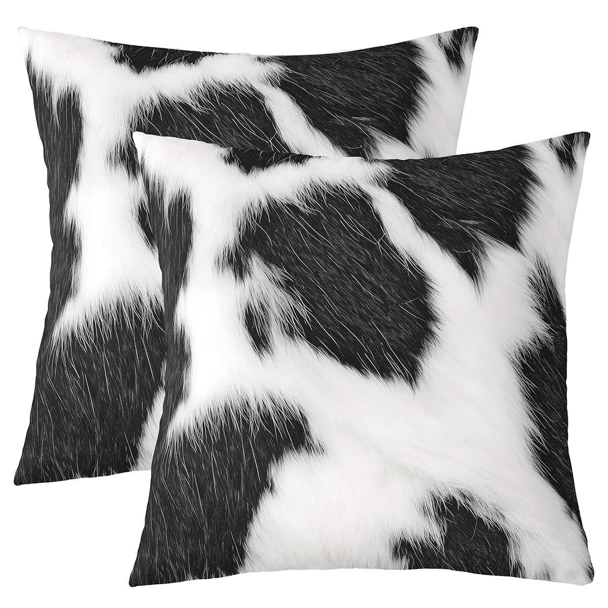 Set of 2 Mike Cow Print Pillow Covers,Farmhouse Cowhide Throw Pillow ...