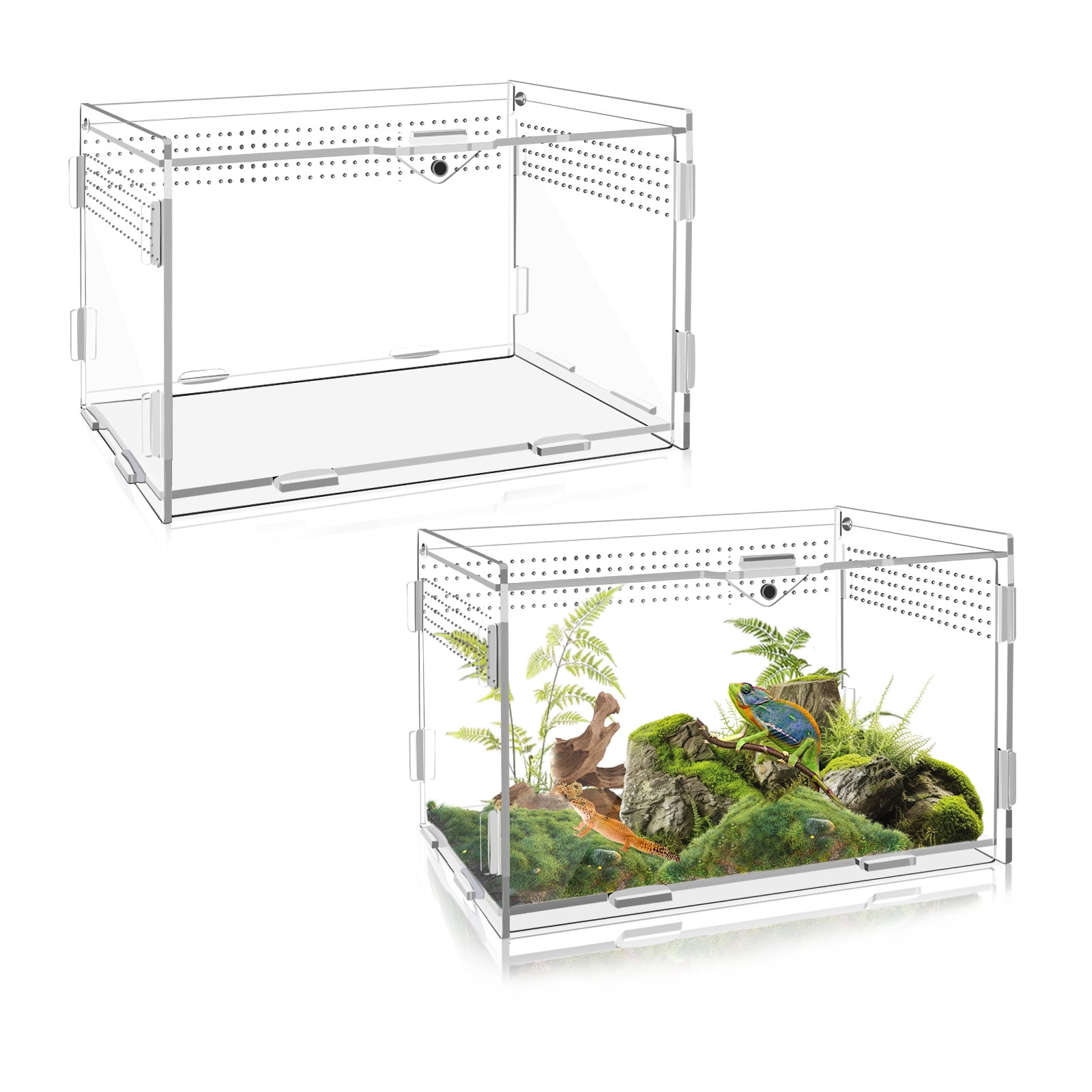 Set of 2 Mini Spider Enclosure 7.9’’x4.8’’x4.8’’ Acrylic Clear Reptile ...