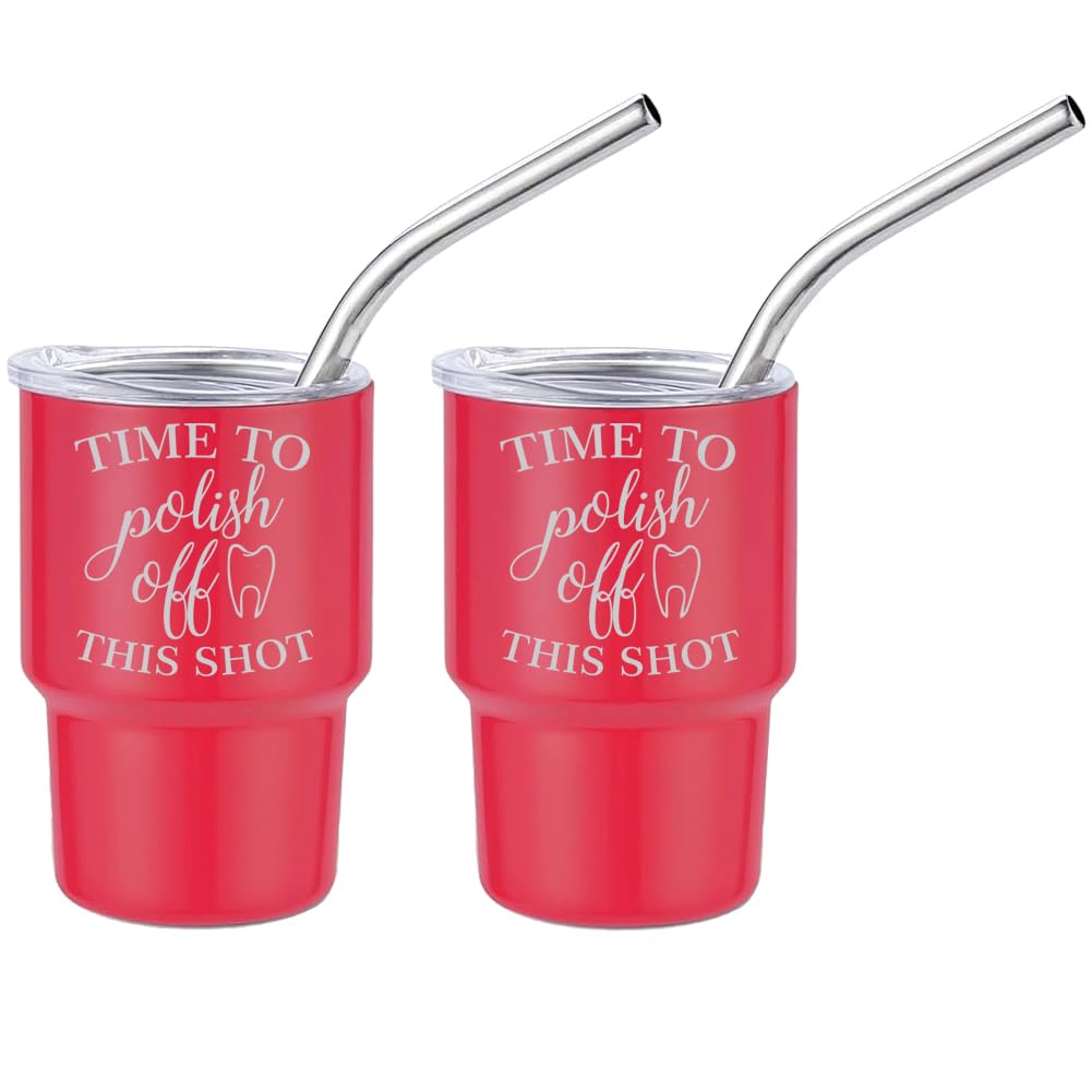 Set of 2 Mini Tumbler Shot Glasses 3oz Shot Glass With Straw and Lid ...