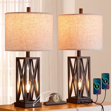Free Shipping! Partphoner Farmhouse Retro Style Table Lamps Set of 2 ...