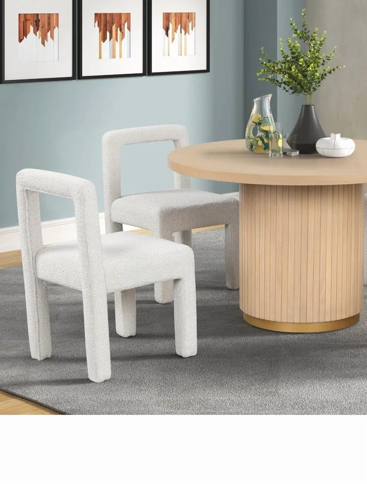 Set of 2 Modern Boucle Dining Chairs - Square Open Back Design with ...