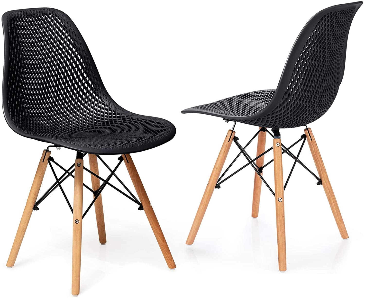 Set of 2 Modern Dining Chairs, Outdoor Indoor Shell PP Lounge Side ...