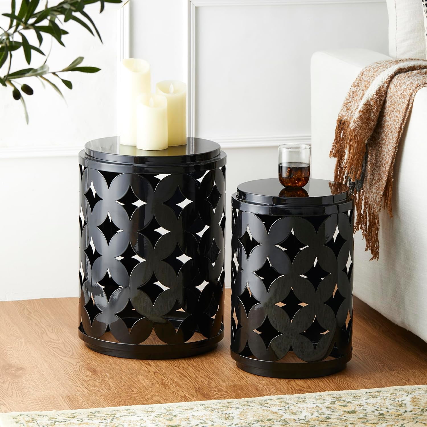 Set of 2 Modern End Tables, Industrial Round Side Tables, Heavy Duty ...