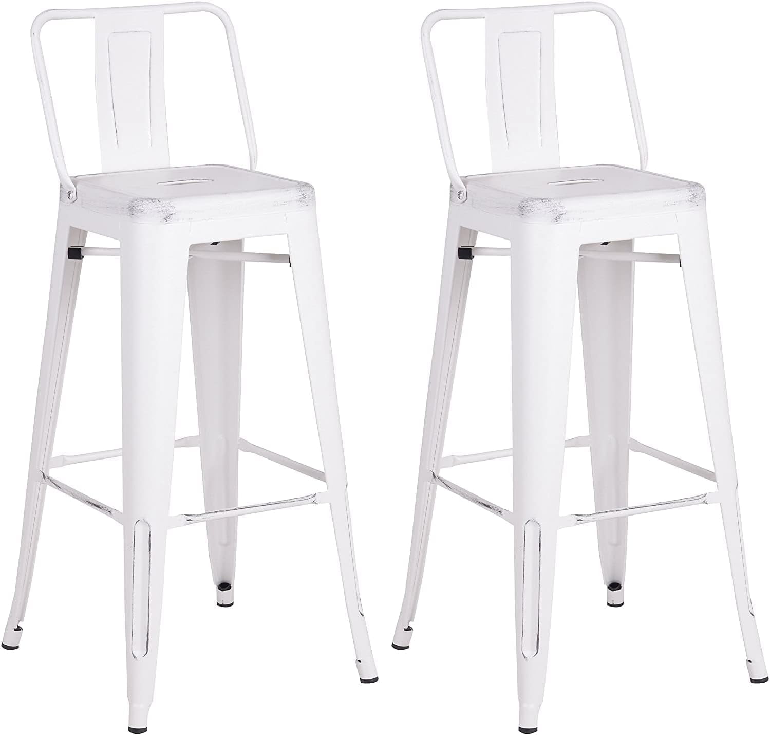 Set of 2 Modern Industrial Metal Bar Stools with Low Back, Matte Finish ...
