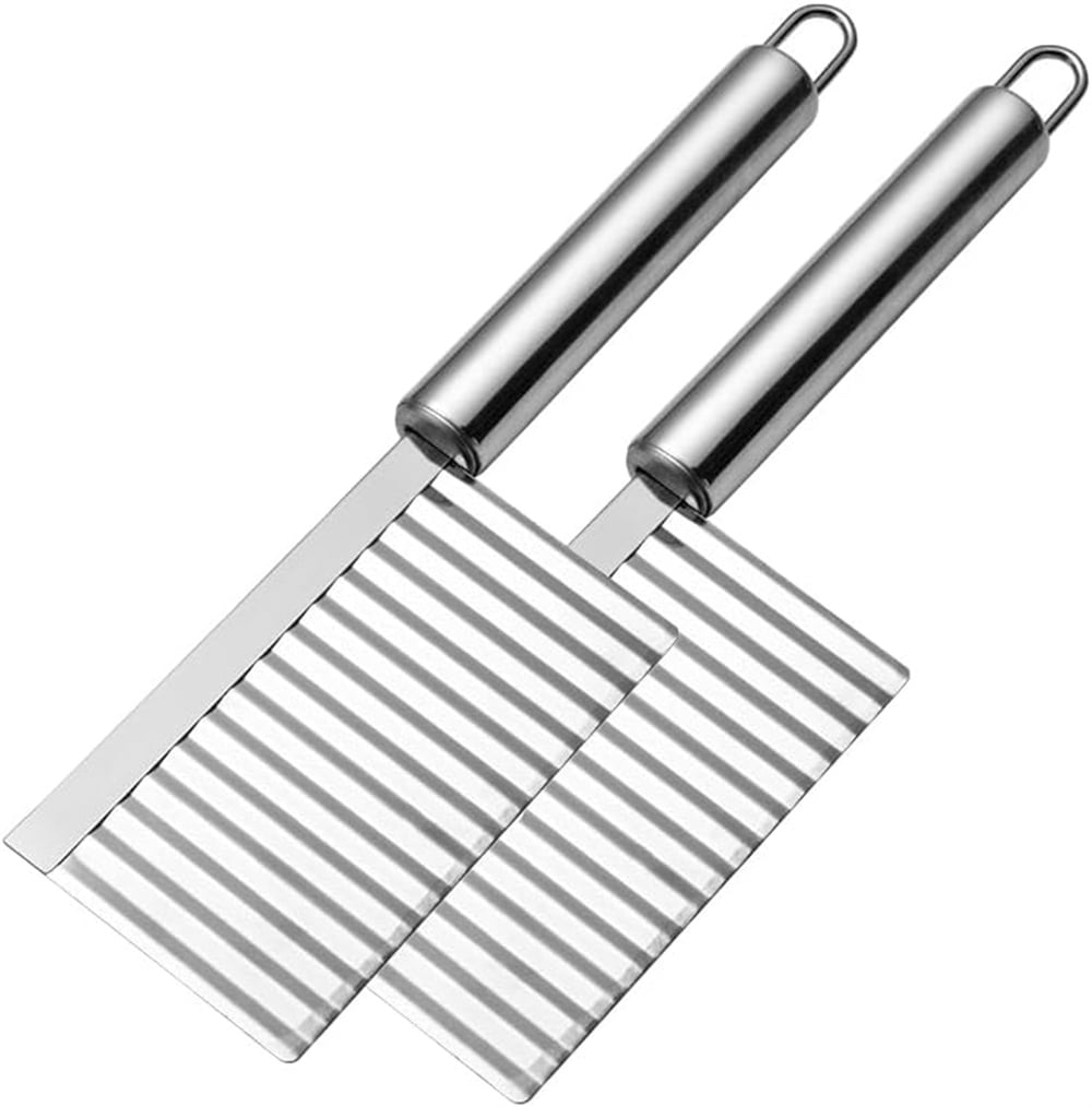 Set of 2 Multifunction Wavy Slicer,Stainless Steel Potato Fries Cutter ...