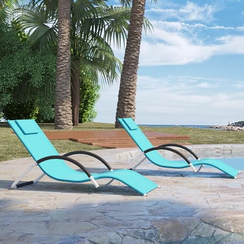 Set of 2 Outdoor Patio Chaise Lounge Chairs, The backrest is Adjustable ...