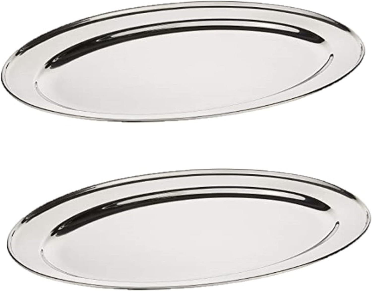 Set of 2 Oval 16' Platter Stainless Steel Heavy Duty Metal Serving ...