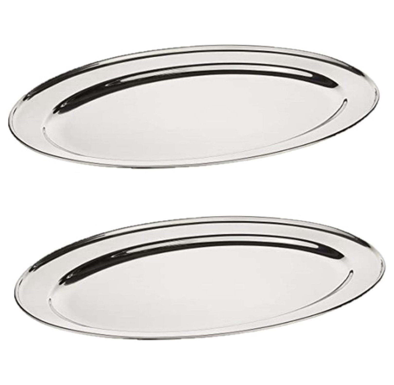 Set of 2 Oval 16' Platter Stainless Steel Heavy Duty Metal Serving ...