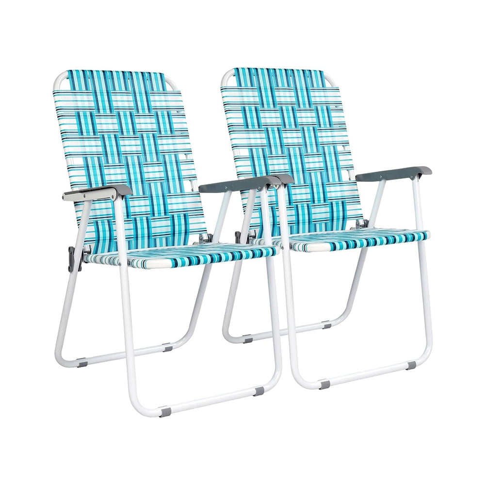 Set of 2 Oversize Classic Patio Webbed Folding Chairs, Outdoor Beach ...